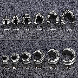 ZS 4PCS Retro Ear Tunnels Petal Ear Plugs Teardrop Notch Ear Piercing Stretchers Stainless Steel Ear Gauges Size 0g - 3/4 Inch