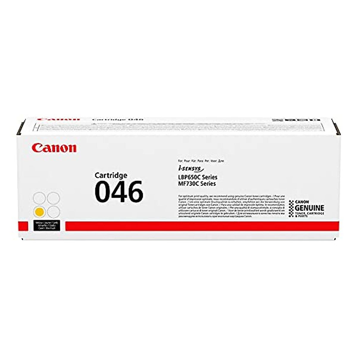 Canon 046 Toner Cartridge ImageCLASS LBP654Cdw, LBP654Cx, MF731Cdw, MF733Cdw, MF735Cdw - High Yield Black and Standard Yield Cyan, Magenta and Yellow - 4 Pack in Retail Packaging