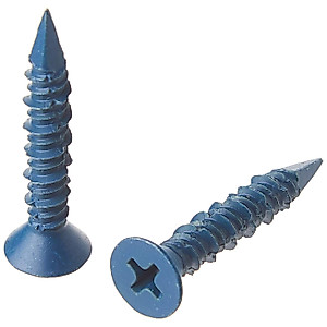 SNUG Fasteners (SNG480) 100 Qty 3/16 x 1-1/4 Flat Head Phillips Diamond Tip Concrete Screws to Anchor Masonry, Block & Brick, Count