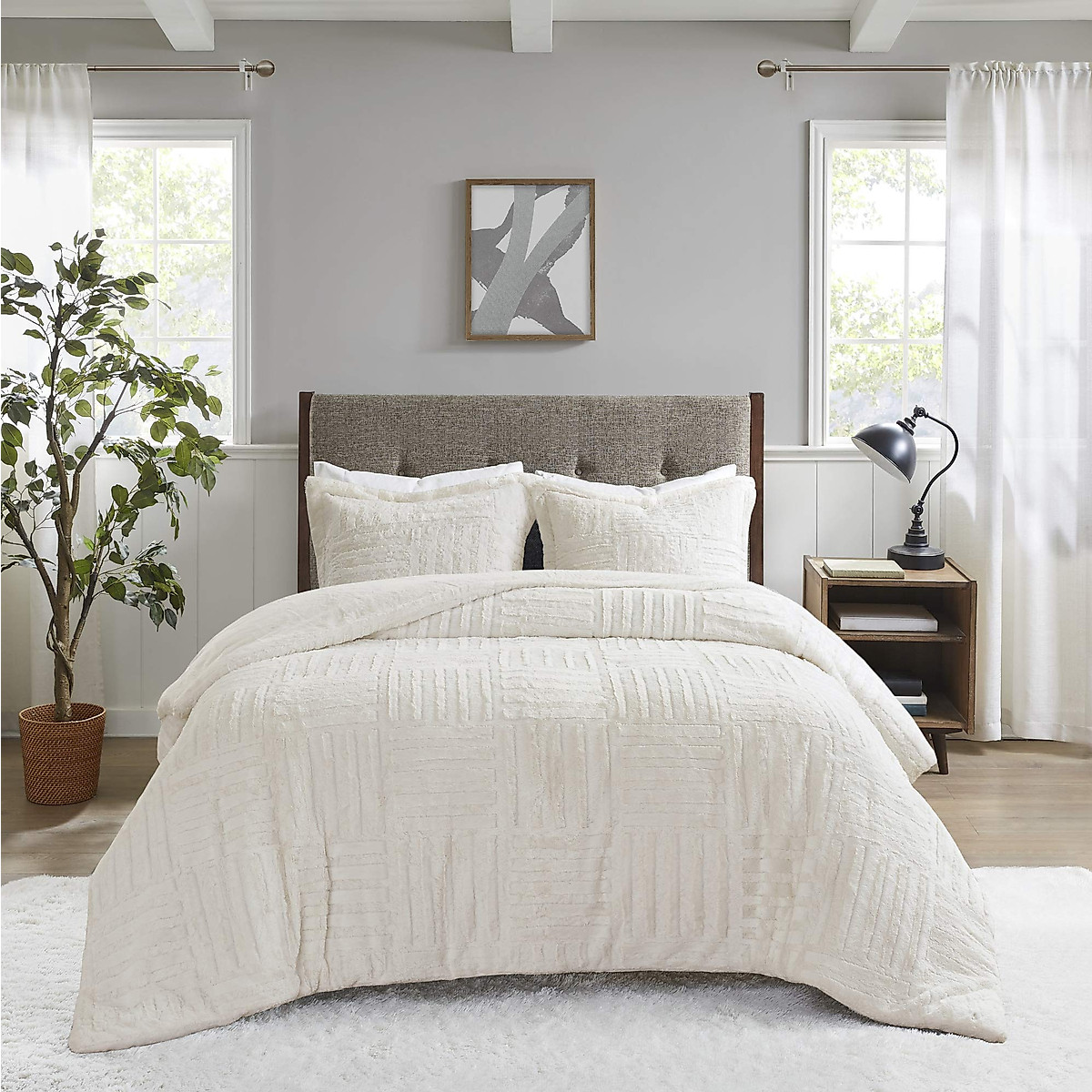 Madison Park Arctic Fur Down Alternative Comforter Mini Set, King/California King, Ivory