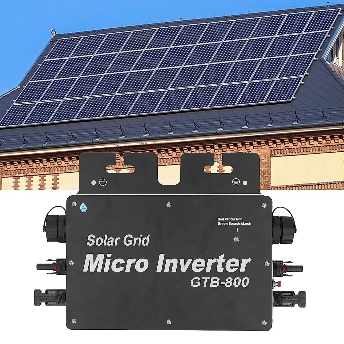 800W Solar Grid Tie Micro Inverter, WiFi Control Automatic Identification Power Inverters DC to AC Solar Inverter 120V 230V(Black US Plug)