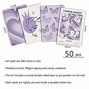 wall67 Purple Room Decor Aesthetic,Lavender Wall Collage Kit Posters for Room Aesthetic Posters Prints,Purple Aesthetic Dorm Room Decor for Teen Girl (50pcs 4x6 inch