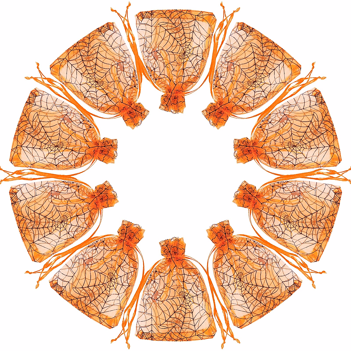 50PCS Halloween Organza Bags Gift Jewelry Candy Bags for Halloween Party 4x4.8Inch (Orange, 4x4.8Inch)