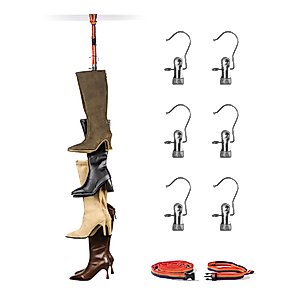 Allgawise Rainbow 6pcs Boot Hanger for Closet with Adjustable Rope - Boot Hanging Clips for Tall Boots, Cowboy Boot Rack, Hanging Shoe Organizer Space Saver