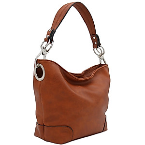 Hobo Shoulder Bag with Big Snap Hook Hardware (Camel)
