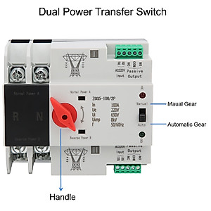 Dual Power Automatic Transfer Switch, 100 amp Manual Transfer Switch 2P Automatic Transfer Switch Back up Generator Transfer Switch Home Transfer Switch 220V 100A