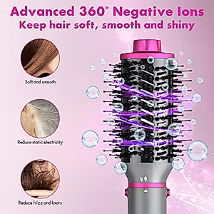 Hair Dryer Brush Set - KOOVON 4 in 1 Blow Dryer Brush in one, Negative Ion Blowout Brush Detachable Hot Air Brush for Drying/Straightening/Curling, One-step Volumizer Styler Brush with Ceramic Coating