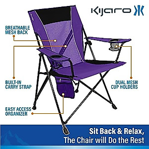 Kijaro Dual Lock Portable Camping Chairs - Enjoy the Outdoors with a Versatile Folding Chair, Sports Chair, Outdoor Chair & Lawn Chair - Dual Lock Feature Locks Position – Kawachi Purple