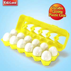 Kidzlane Toddler Toy - 12 Matching Eggs Set - Interactive Egg Matching Toy for Toddlers - Educational Game - Color and Number Recognition - Safe, Durable Eggs That Crack Open for Preschool Play