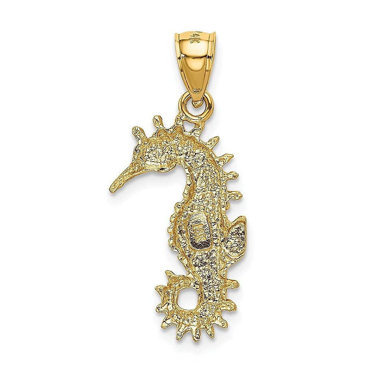 Diamond2Deal 14k Yellow Gold Seahorse Pendant (L- 26 mm W- 11 mm)