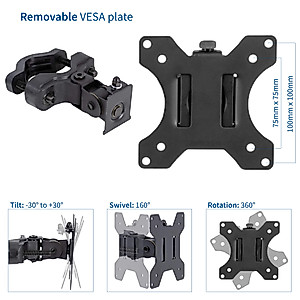 VIVO Steel Universal Bracket Pole Mount with Removable 75mm and 100mm VESA Plate, Fits up to 30 inch Screens, Black, MOUNT-POLE01