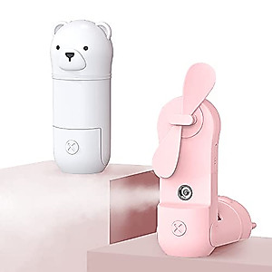 Yafei handheld mini fan, 3-speed adjustable small fan, portable USB rechargeable small pocket fan, humidification fan, perfect sports fan for indoor and outdoor activities, desk, subway, travel, picnic, hiking (Pink)