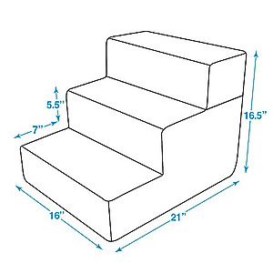 Best Pet Supplies Foldable Foam Steps for Small Pets, Portable Ramp Stairs for Couch, Sofa, & High Bed Climbing, Non-Slip Indoor Step Support, Paw Safe - Gray Lattice, 3-Step (H: 16.5") (STF240C-S)