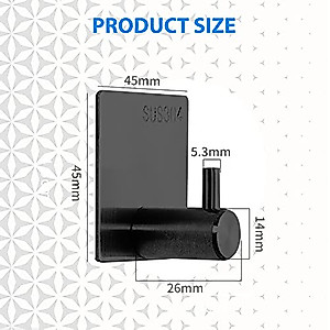 Panlogee 304 Stainless Adhesive Hooks ,Waterproof Adhesive Holder for Cloth，Towel,Bathroom,Kitchen(4pack) (Square-Shape Black)