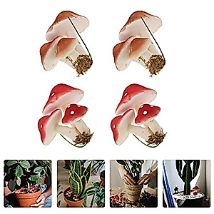 Angoily Outdoor Decor 4pcs Miniature Mushroom Figurines Foam Mushroom Sculptures Miniatures Bonsai Figures for DIY Craft Micro Landscape Decoration 8cm Car Decor