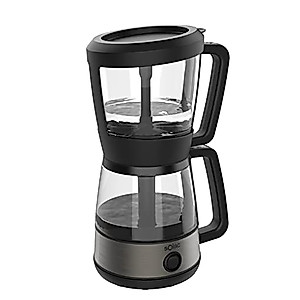 Solac SIPHON BREWER 3-in-1 Vacuum Coffee Maker, Tea Brewer & Water Boiler, Brushed Stainless Steel and Black, 30 oz