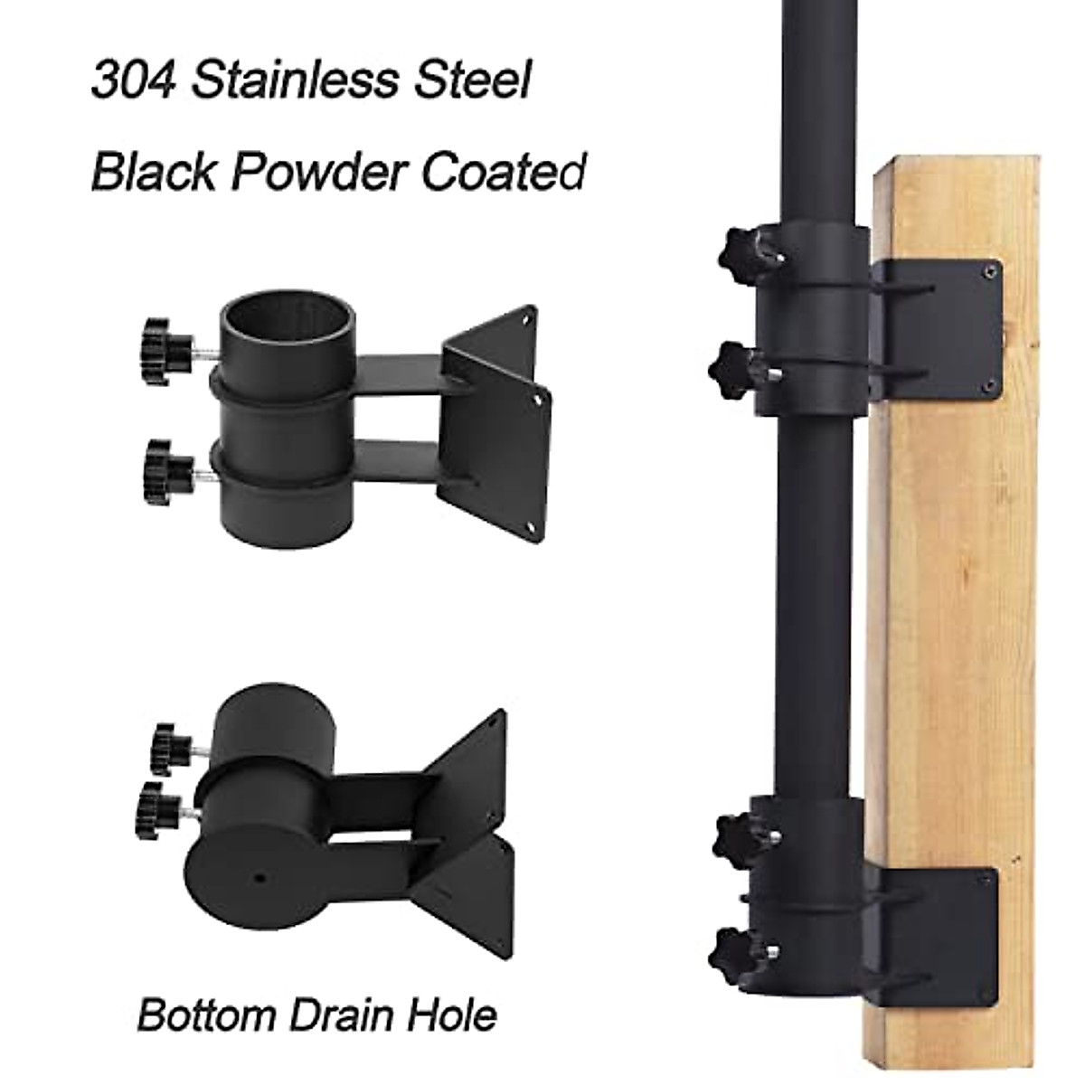 Meruzy Patio Umbrella Holder Corner Mount, Stainless Steel Outdoor Umbrella Base Umbrella Clamp Mount Bracket for Deck Railing, Mount to Deck, Balcony or Outdoor Courtyard (Fit Max OD 2 inch)