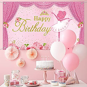 Tatuo Ballerina Birthday Party Decorations Photography Backdrops Ballet Girls Backdrop Supplies Dance for Baby Shower Supplies, Pink, 60x32 inches