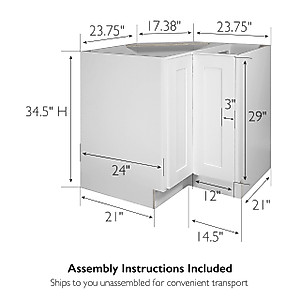 Design House Brookings 36-Inch Lazy Susan Cabinet, White Shaker
