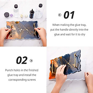 6 Pieces Tray Handles for Tray Molds Resin Tray Molds Handles Branches Shaped Stainless Steel Handles with Screw Sets for Silicone Serving Tray Mold, 4.8 Inch (Gold)