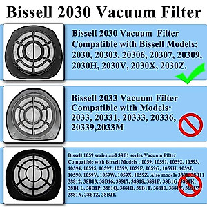 Aolleteau 4 Pack 2030 Vacuum Filters and 4 Pack Foam Filter Replacement for Bissell Vacuum Cleaner Models 2030, 2030L, 20303, 20306, 20307, 20309, 2030H, 2030V, 2030X, 2030Z