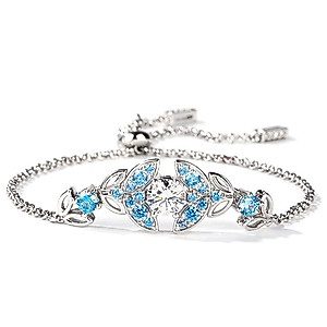 Jeulia Butterfly Round Cut Sterling Silver Bracelet for Women Teen Girls Bride Girlfriend Wife with Jewelry Box