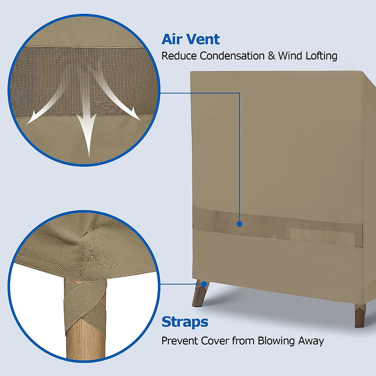 SunPatio Outdoor Oversized Chair Covers, Heavy Duty Waterproof Patio Large Chair Covers, Fade Resistant Outdoor Furniture Covers, All Weather Protection, 2 Pack - 40" W x 34" D x 39" H, Taupe