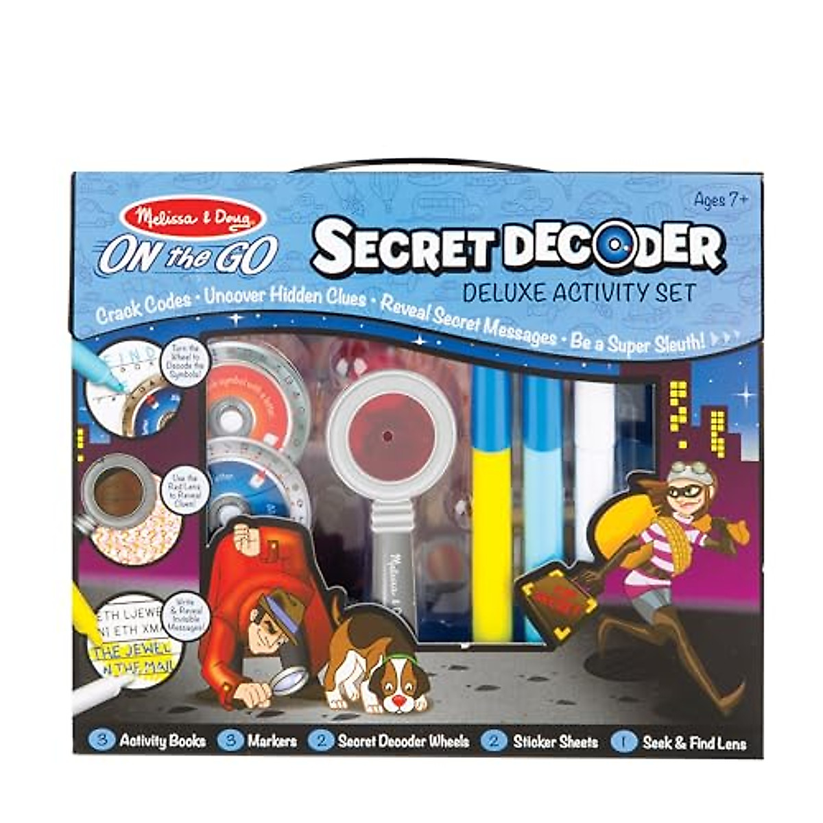 Melissa & Doug On the Go Secret Decoder Deluxe Activity Set and Super Sleuth Toy - Seek And Find Book, Kids Road Trip Essentials, Detective Kit, Travel Games For Ages 7+