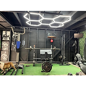 sheinhot 5 Grid Hexagon Garage Lights, Hexagon LED Lights, 22000LM Hexagon Lights LED Garage Lights for Garage Workshop Basement Gym Warehouse, 6500K