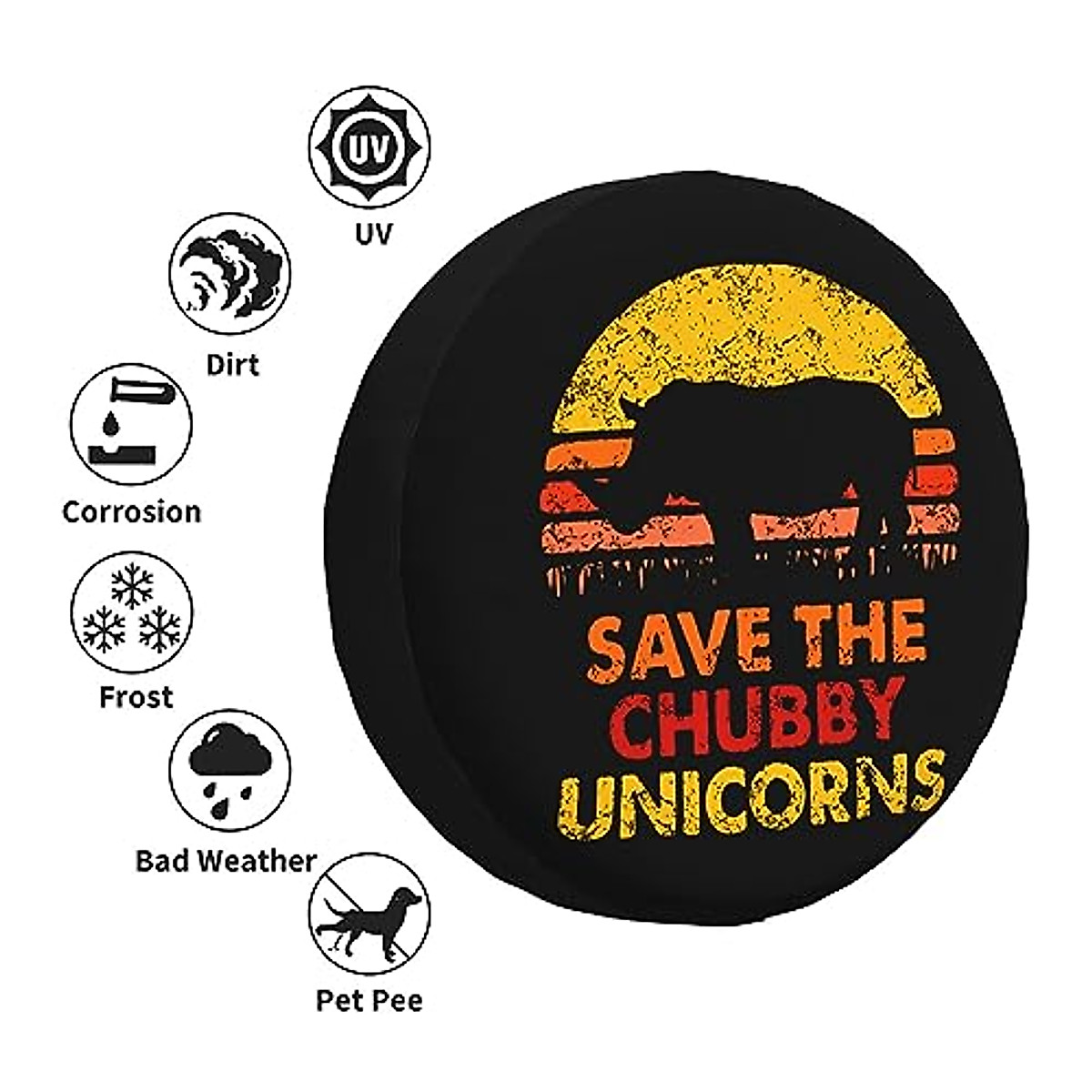 Save The Chubby,Funny Tire Cover Universal Fit Spare Tire Protector for Truck SUV Trailer Camper Rv