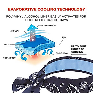 Ergodyne Chill Its 6700CT Cooling Bandana, Lined with Evaporative PVA Material for Fast Cooling Relief, Tie for Adjustable Fit, Navy Western