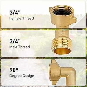 Stanbroil 90 Degree Garden Hose Elbow adapter- Solid Brass Fittings, RV Accessories for Outside Water Faucet 3/4" FHT x 3/4" MHT (2 pack)