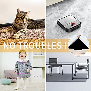 Rug Tape , 10 Pcs Double Sided Non Slip Reusable Rug Stopper, Washable Rug Tape for Hardwood Floors, Tile Floors, Carpets, Floor Mats, Wall (Black)