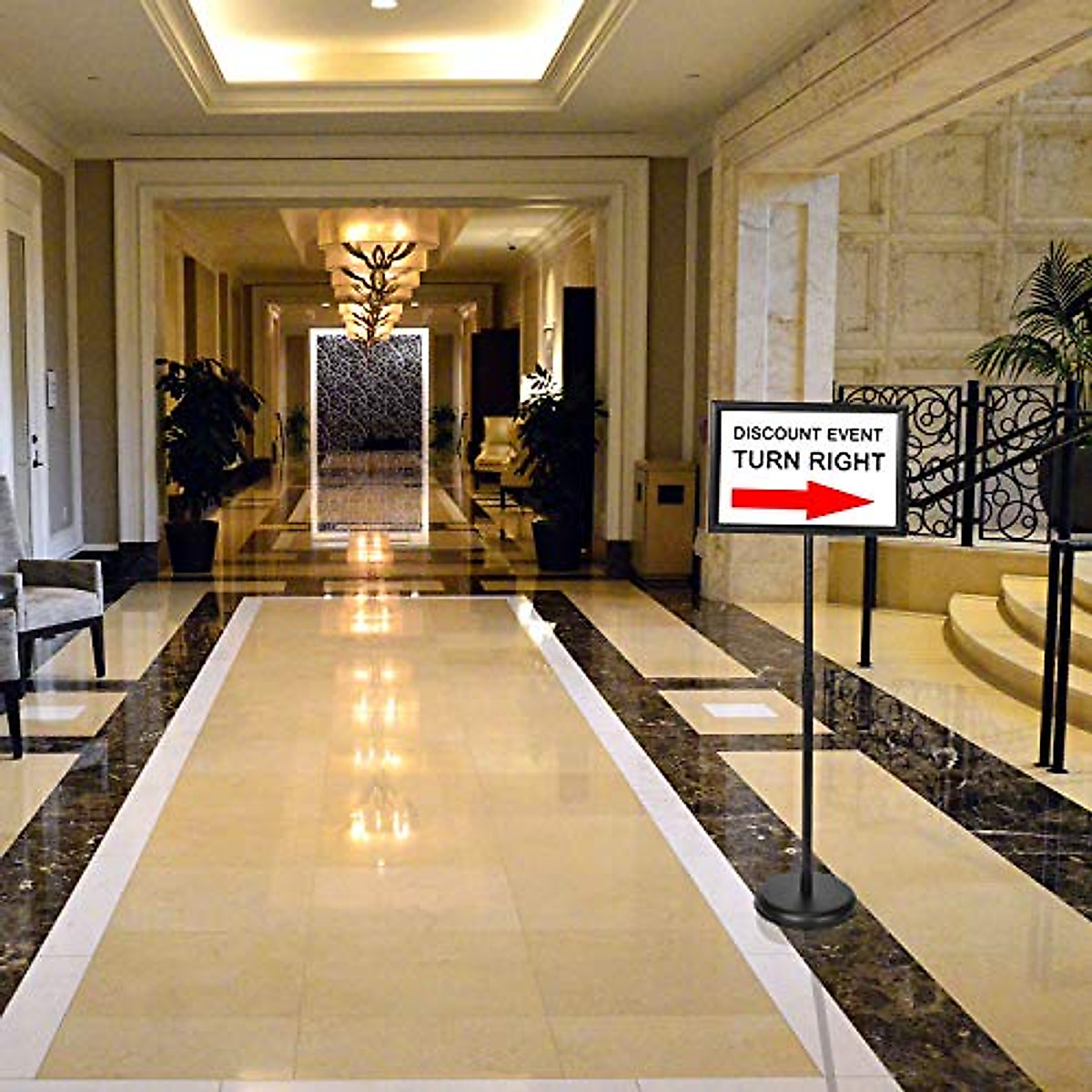 KOOV Poster Sign Stand 8.5 x 11 Inches Floor Standing Sign Holders, Adjustable Pedestal Poster Stand with Heavy Duty Round Base Both Vertical and Horizontal Sign Displayed, Black