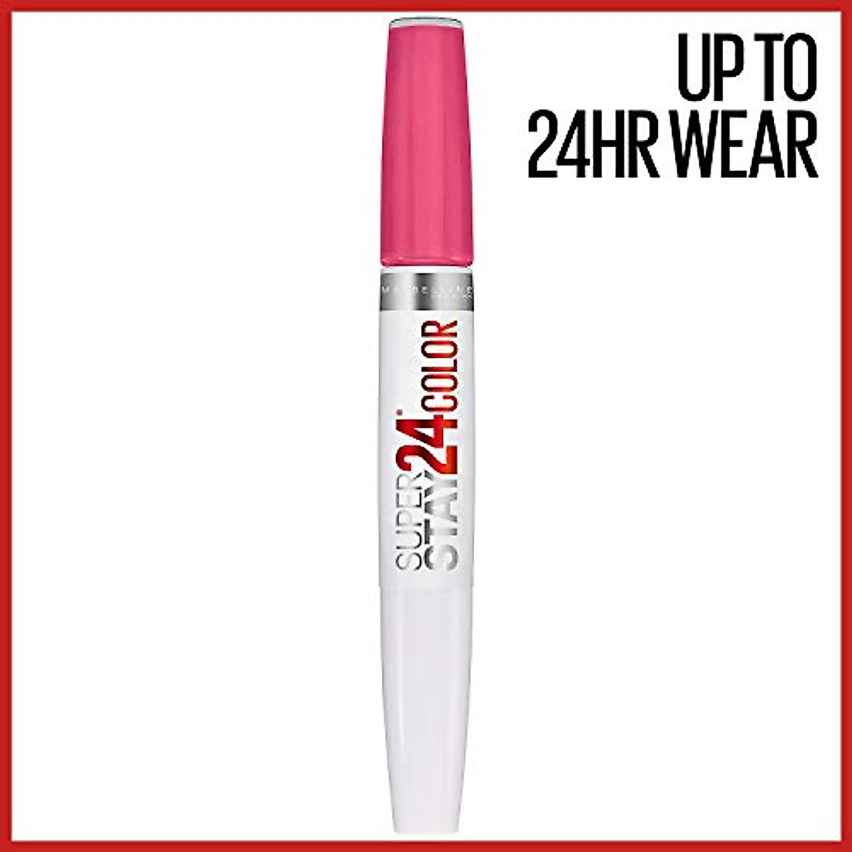 Maybelline Super Stay 24, 2-Step Liquid Lipstick Makeup, Long Lasting Highly Pigmented Color with Moisturizing Balm, Pink Goes On, Neon Pink, 1 Count