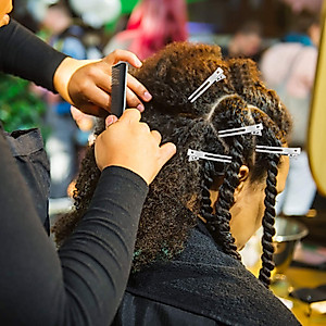 Patelai 52 Pcs Professional Comb Set Carbon Fiber Hair Combs for Women Men Include Rat Tail Taper 50 Double Prong Curl Clips for All Hair Types Natural Curly(Black)