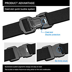 JUKMO Tactical Belt for Men, Military Rigger 1.5" Nylon Web Work Belt with Quick Release Heavy Duty Buckle (Black, Medium-for Waist 36"-42" (Length 49"))