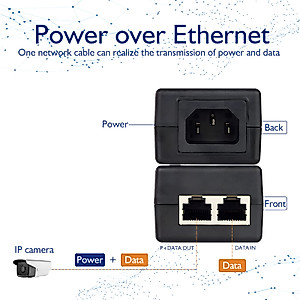 Gigabit PoE+ Injector Ethernet Adapter,10/100/1000Mbps, RJ45 30W, IEEE 802.3af/at Compliant, Up to 328 Feet，Plug & Play