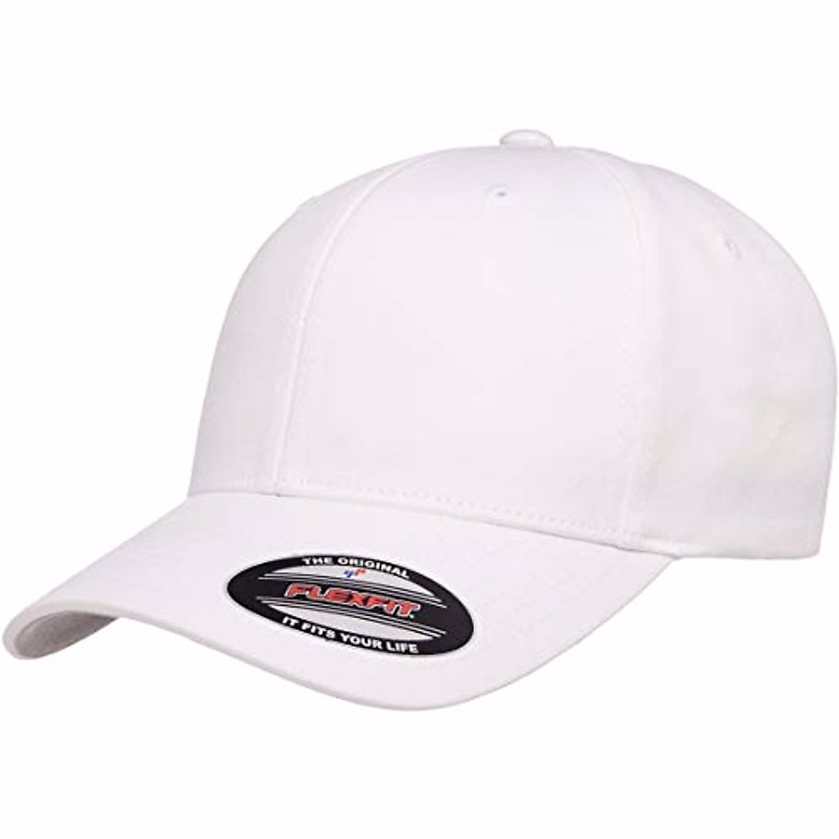 Flexfit Mens Cotton Twill Fitted Baseball Cap, White, Large-X-Large US