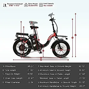POLARNA Electric Bike for Adults 20" ebike 750W Motor Samsung 48V 30Ah Removable Battery Fat Tire Electric Bike Mountain Beach Snow Bike 30MPH…
