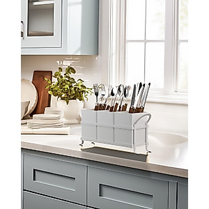 GaryVault White Kitchen Utensil Holder - Chic Silverware Holder for Party, Compact and Versatile Utensil Caddy, Ideal for Countertop and Party Use