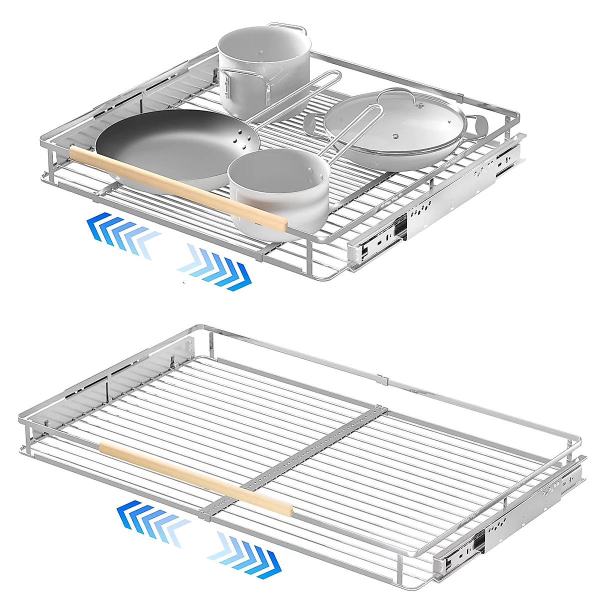 2Pack Pull Out Cabinet Organizer, 17.1~28"W x 22.5"D Expandable Pull Out Shelves for Kitchen Cabinets, Heavy Duty Slide Out Pantry Shelves Sliding Shelf for Home Kitchen,Under Sink,Bathroom,Wardrobe