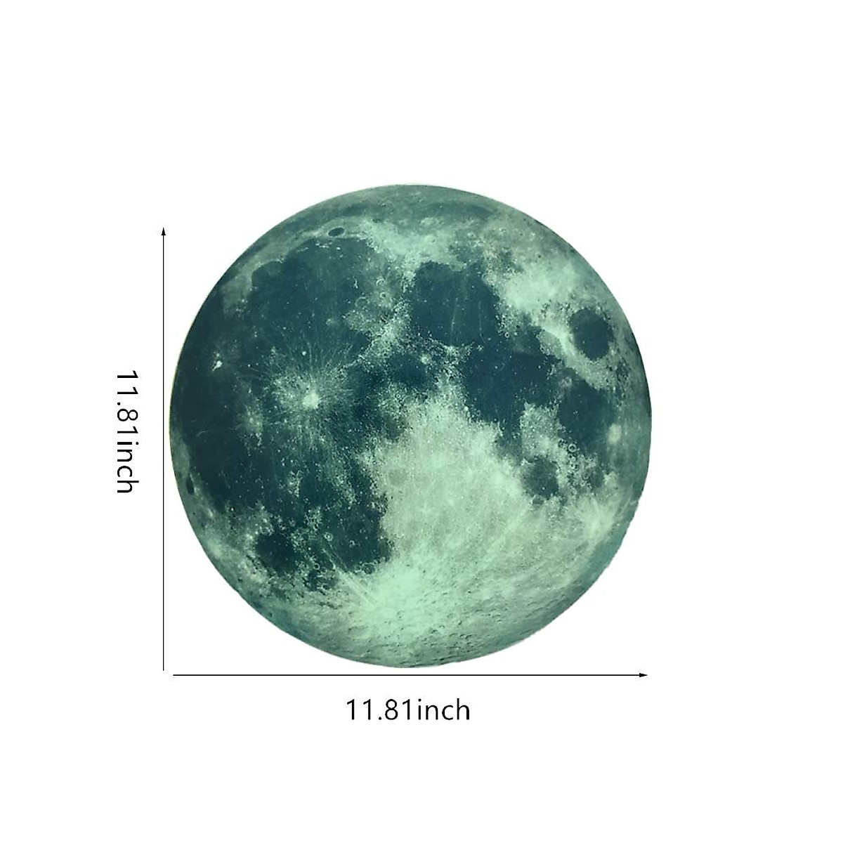 Glow in The Dark Moon Wall Decals 30cm Luminous Art Sticker at Night, Removable Adhesive Wall Decal for Kids Boy and Girl Bedroom