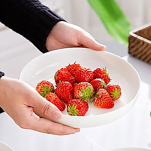 Qinlang 8.5 inch Pasta Bowls, Shallow Salad Bowls Set of 4, 40 Ounces Off-White Porcelain Serving Bowls