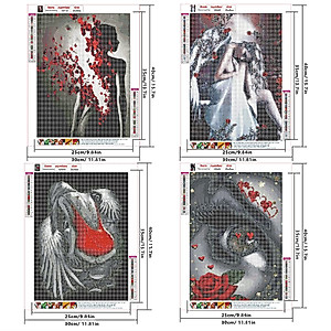 DCIDBEI Diamond Painting Kits 4 Pack 12x16inch Sexy Diamond Painting Angel Diamond Art Women Sexy Rose Diamond Painting for Adults Women Fairy Diamond Painting Art Sexey Woman Trippy Diamond Painting