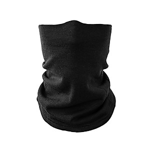 Villand 100% Merino Wool Neck Gaiter for Men and Women, Double Layer Seamless Neck Warmer for Skiing Cycling & Winter Sports (Black)