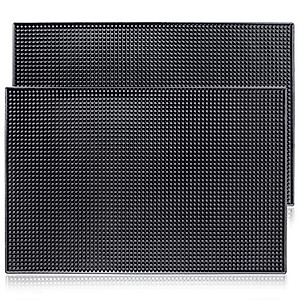 Rubber Bar Mat by ProTensils, 18" x 12", Black Bar Mats, Bar Service Mat, Black Coffee Bar Mat, Spill Mat for Counter-Top (2 Pieces)