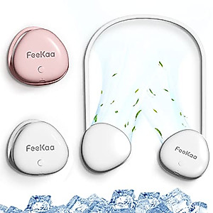 feekaa Portable Neck Fan for Kids/Women, Personal USB Fan, Hands Free Rechargeable Wearable Small Fan, Bladeless Fan, 360 Degree Free Rotation, Foldable Headphone Design, Gift Storage Box, White