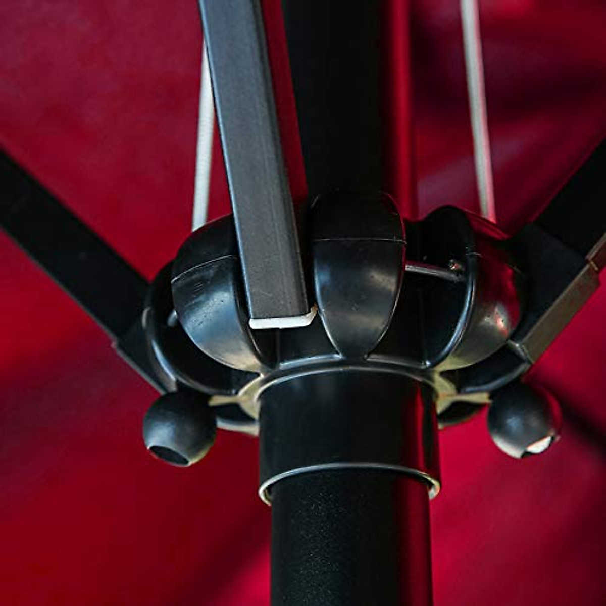 LOKATSE HOME 15 Ft Twin Patio Umbrella Double Sided Outdoor Sunshade Canopy with Crank for Garden Table Market Beach Shade Outside Deck or Pool, Red