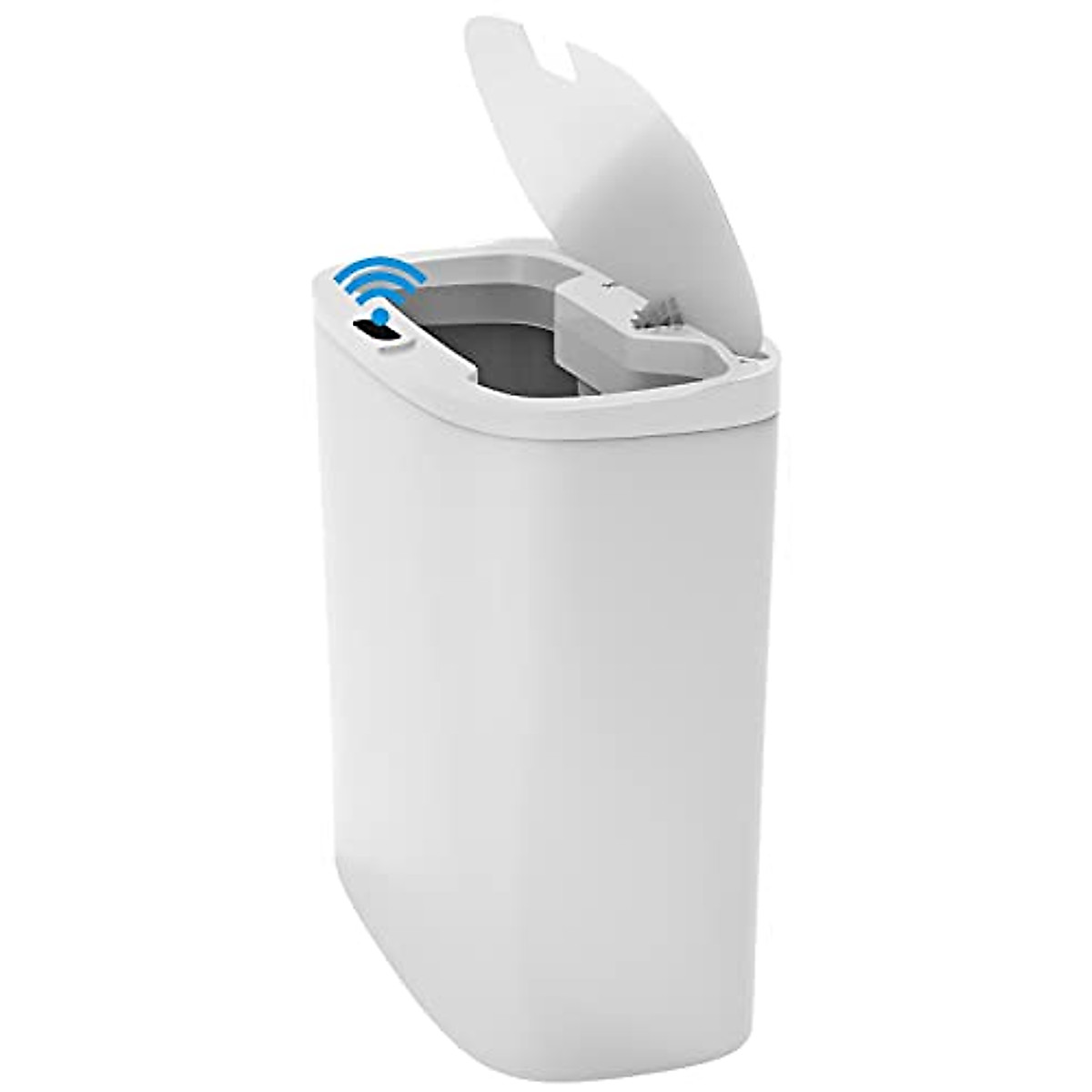 Sooyee 13.3 litres Bathroom Trash Can with lid,3.5 Gallon Automatic Trash Can,Touchless Trash Can for Kitchen,Office,Bedroom,Bathroom,Living Room,White(Not Included Batteries)